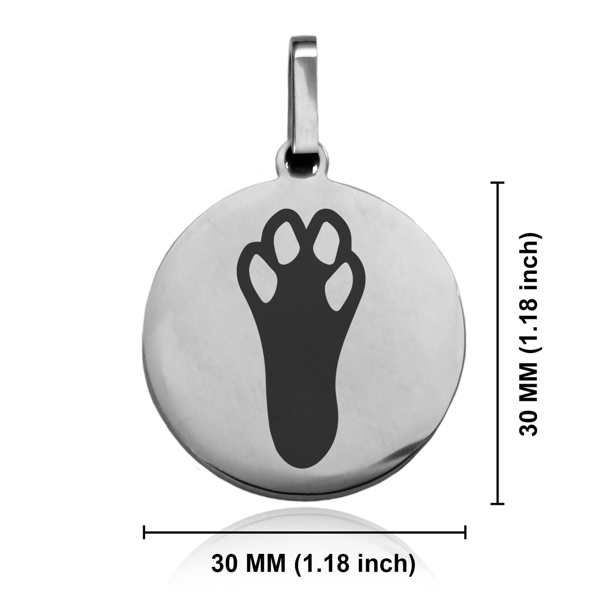 Stainless Steel Rabbit’s Foot Good Luck Charm Round Medallion Keychain ...